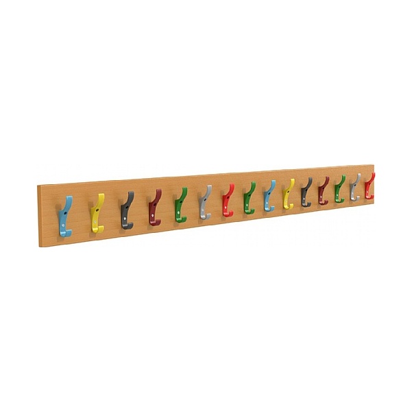 Multi-Coloured Classroom Coat Hook Rails | Cloakroom Storage & Hooks