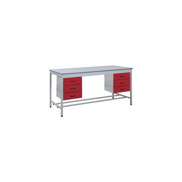 Taurus Utility Workbench With Double Three Drawer Pedestals | Square ...
