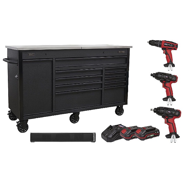 Sealey Mobile Tool Cabinet with Power Tool Charging Drawer | Tool Chests