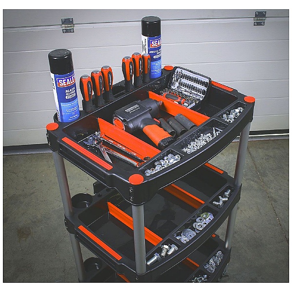 Sealey 3 Level Composite Trolley with Parts Storage | Workshop Trolleys