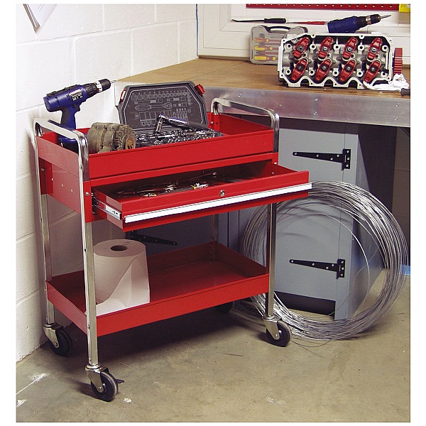 Sealey 2-Level Trolley With Lockable Drawer | Workshop Trolleys