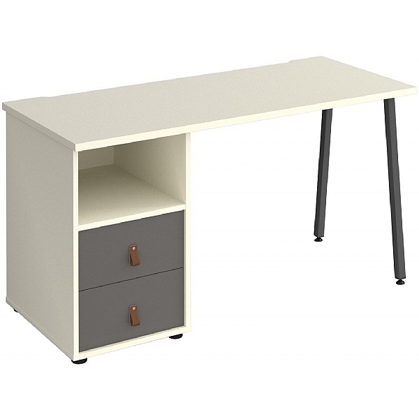 Solis Home Office Desk with Fixed 2 Drawer Pedestal | Rectangular ...