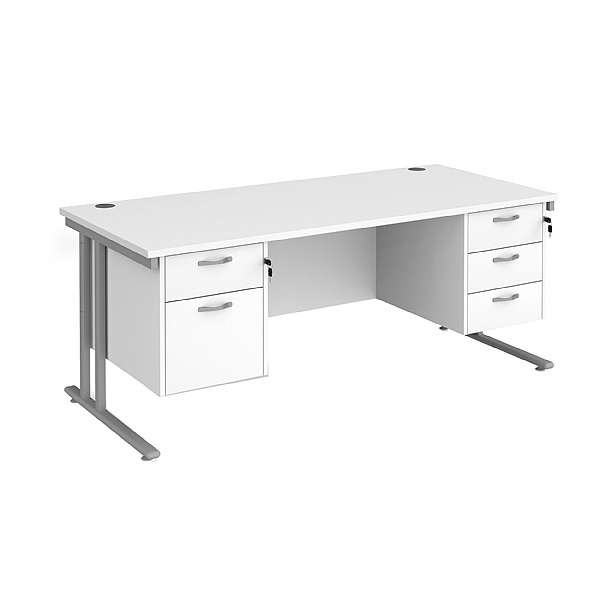 Stellar Rectangular Desks With Double Fixed Pedestal | Rectangular ...