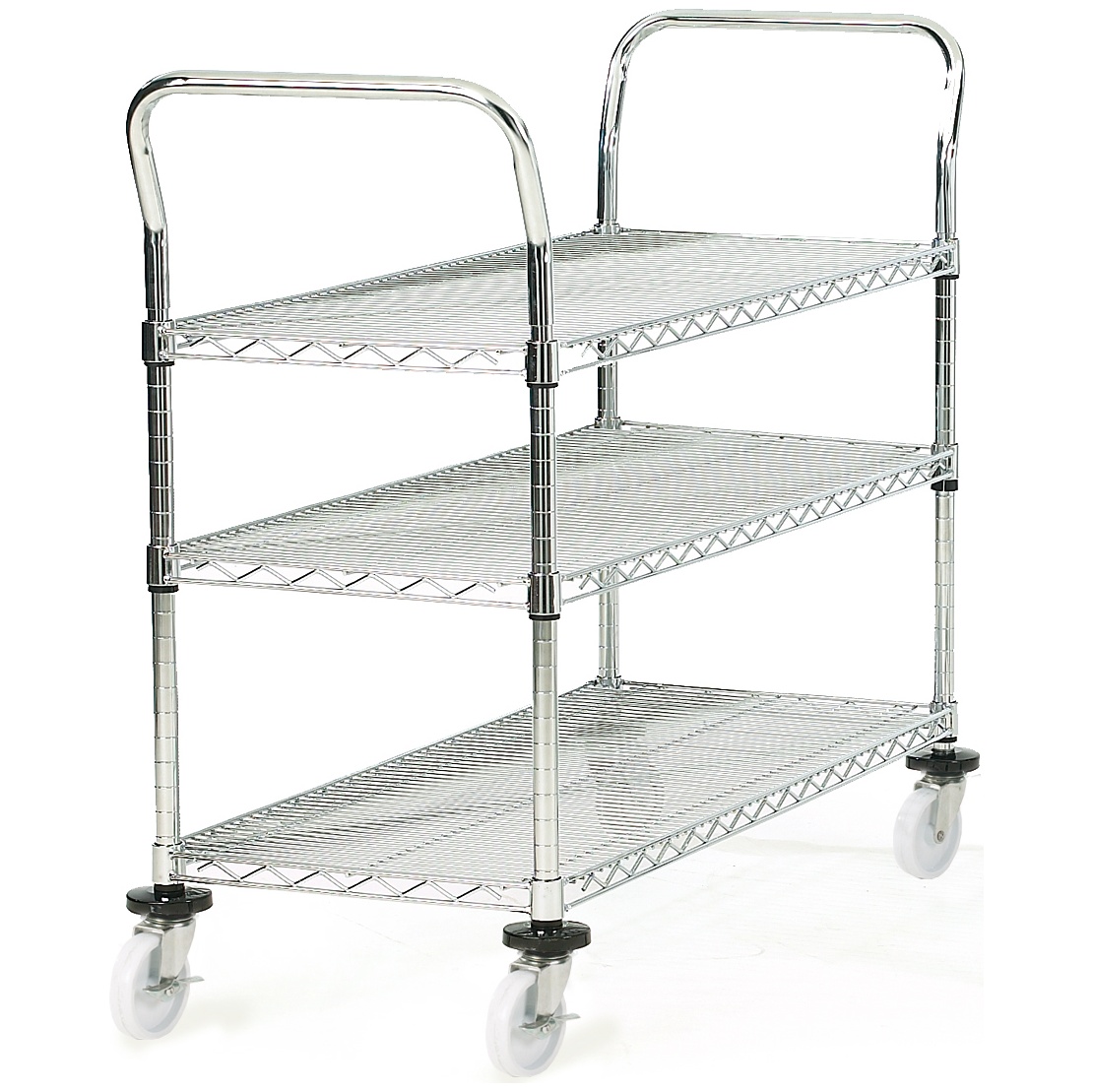 3 Shelf Chrome Plated Wire Trolleys | Wire Mesh Trolleys