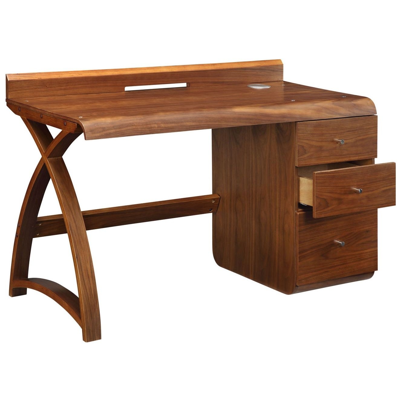 Spectrum Walnut Deluxe Real Wood Veneer Pedestal Desk | Home Computer Desks