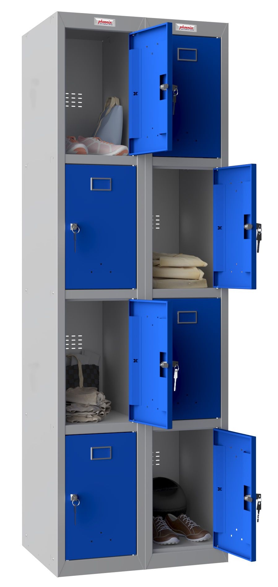 Phoenix PL Series Personal Lockers - 8 Door 2 Column With Key Lock ...