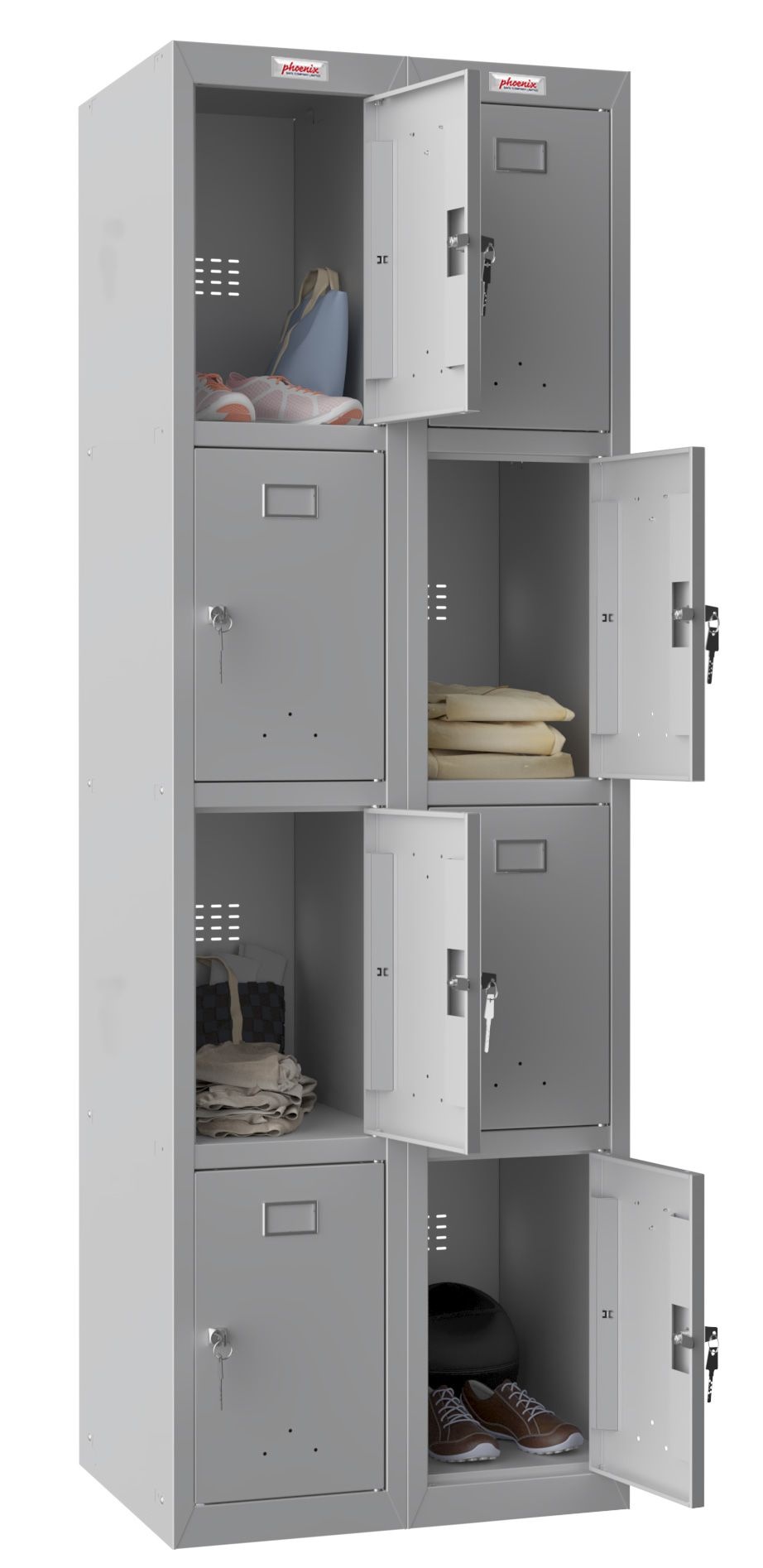 Phoenix PL Series Personal Lockers - 8 Door 2 Column With Key Lock ...